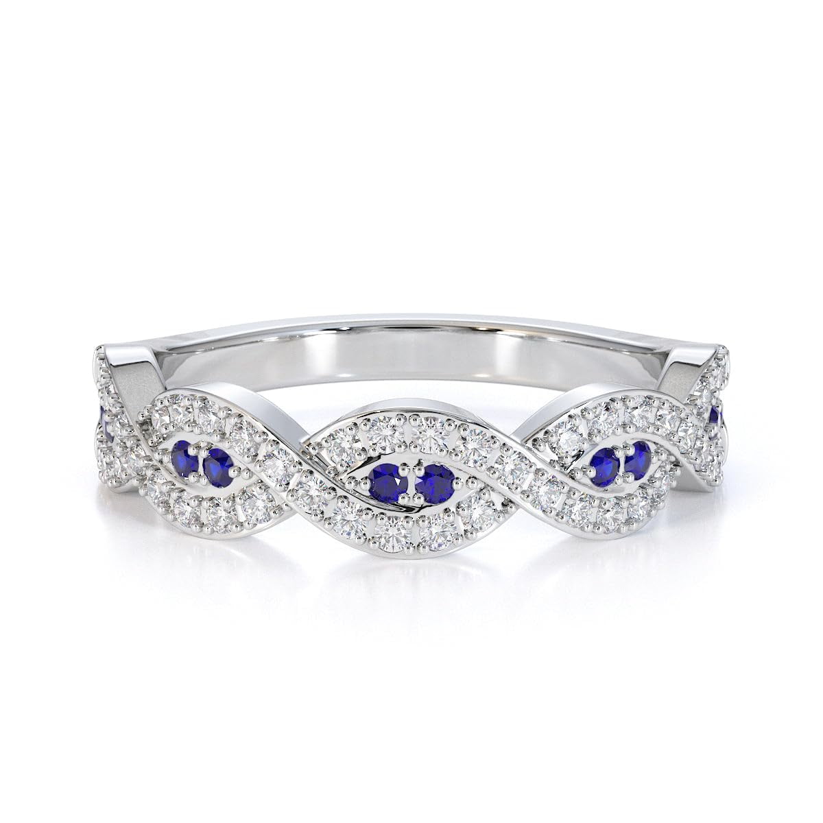 925 Sterling Silver Round 2mm Natural Tanzanite Gemstone Infinity Half ...