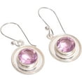 925 Sterling Silver Round Cut Gemstone Earrings – 10x10mm Drop Dangle ...