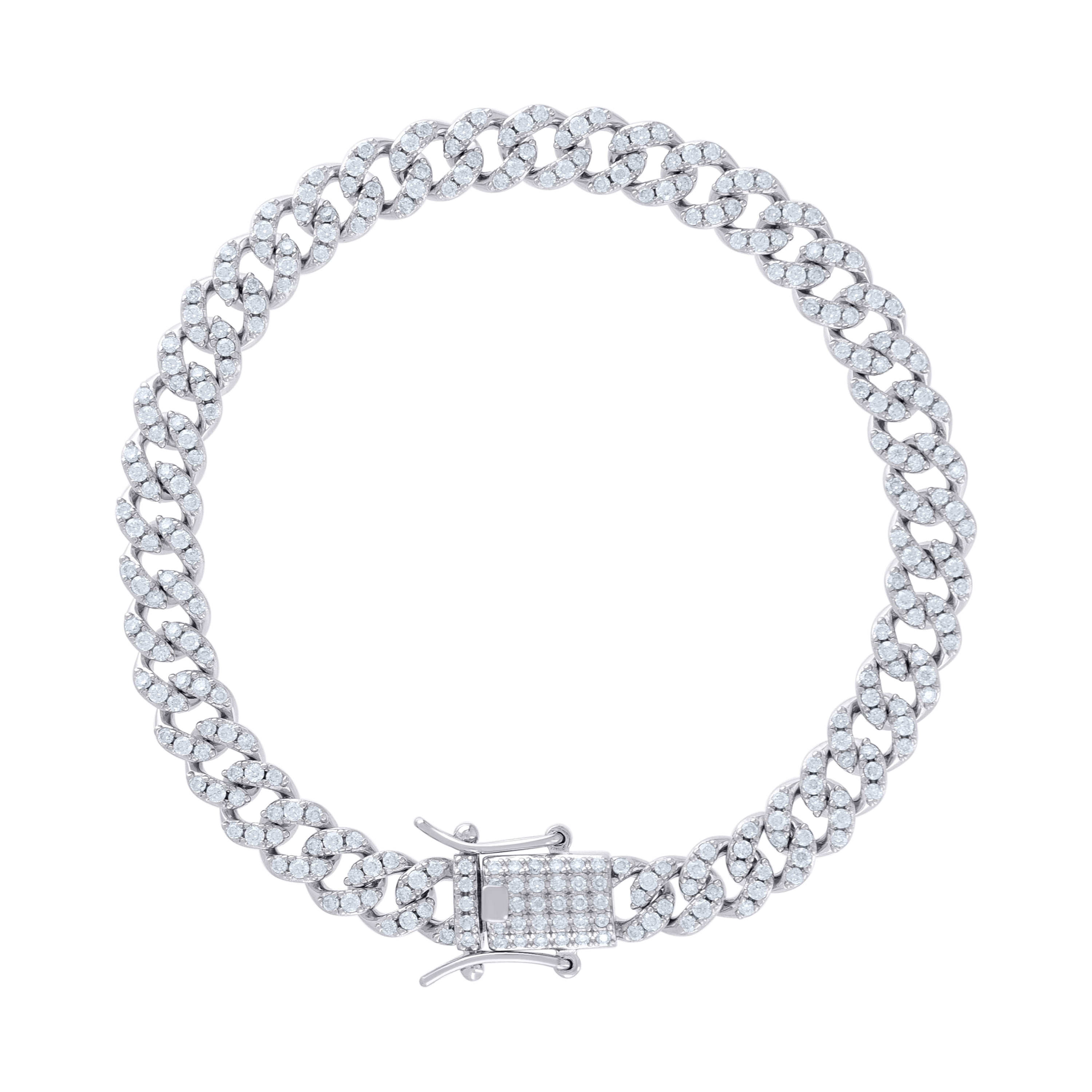 925 Sterling Silver Round Cut Moissanite Unisex 6mm Miami Cuban Link 7 ...