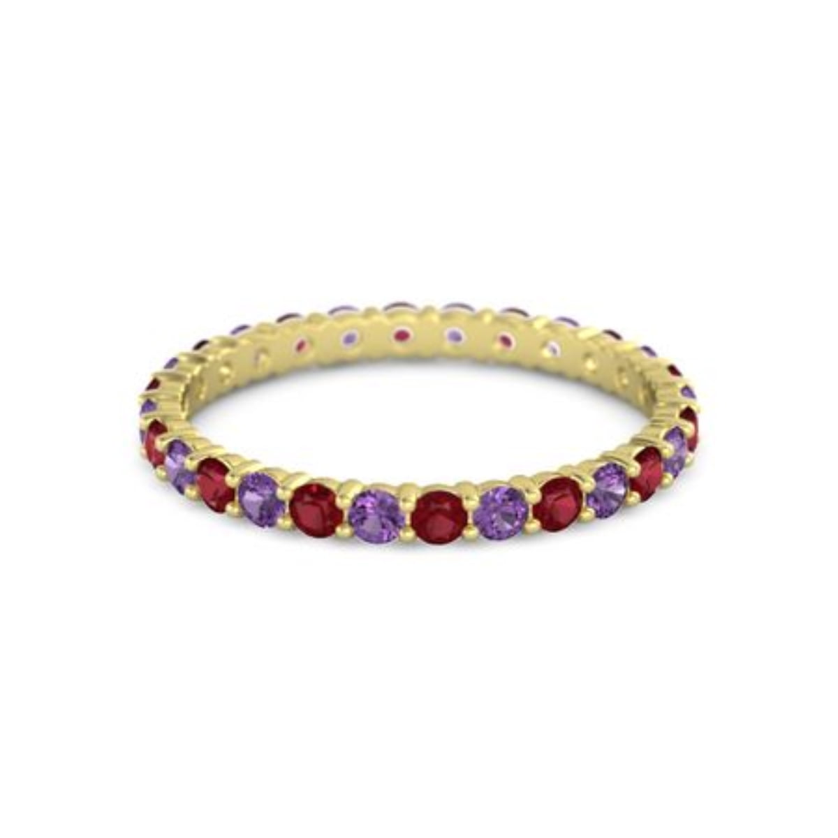 925 Sterling Silver Round Ruby Amethyst Yellow Plated Eternity Band ...