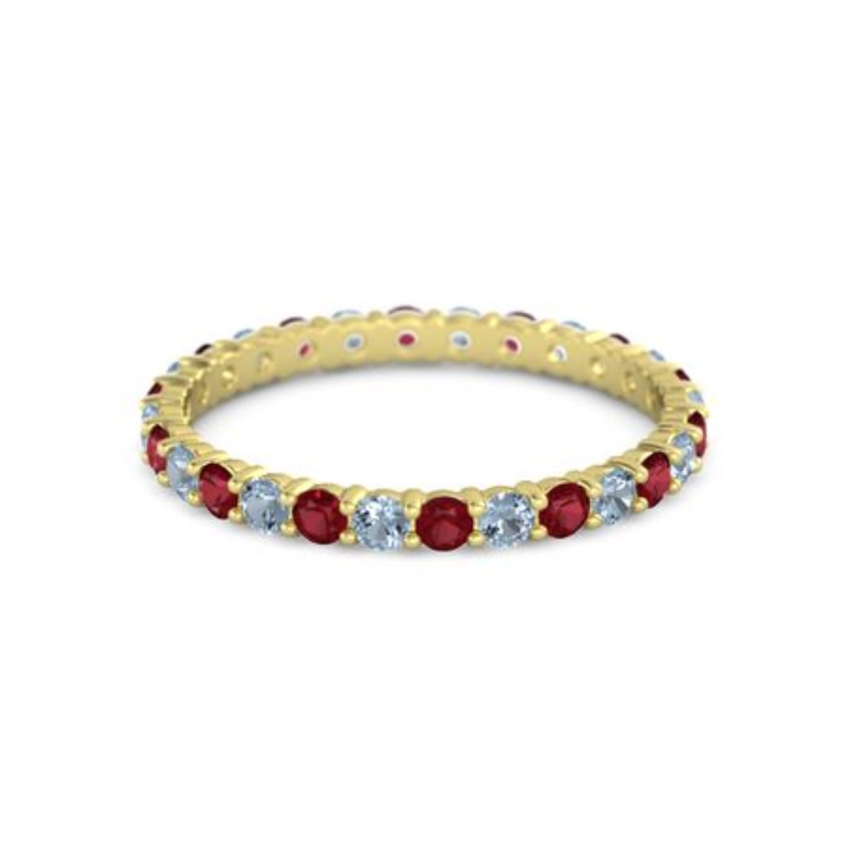 925 Sterling Silver Round Ruby Blue Topaz Yellow Plated Eternity Band ...