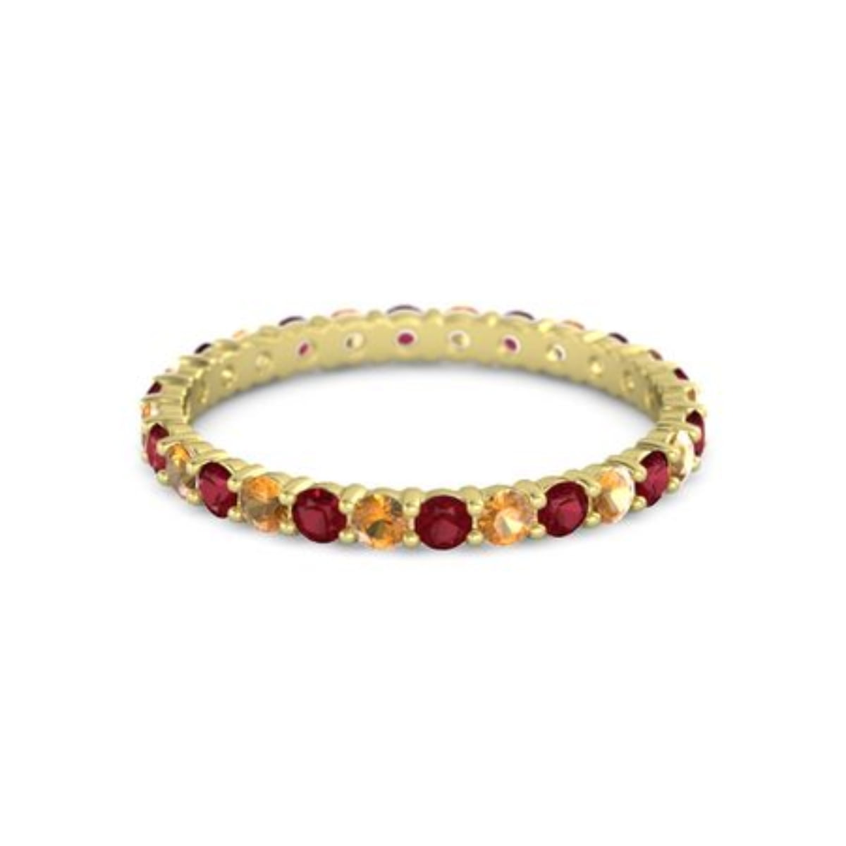 925 Sterling Silver Round Ruby Citrine Yellow Plated Eternity Band Ring - Walmart.com