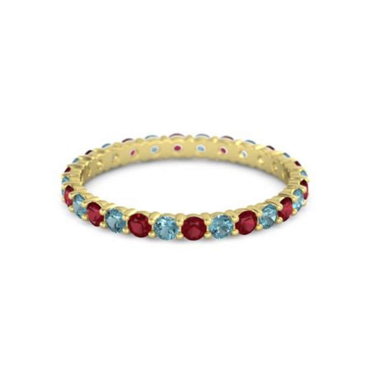 925 Sterling Silver Round Ruby London Blue Topaz Yellow Plated Band ...