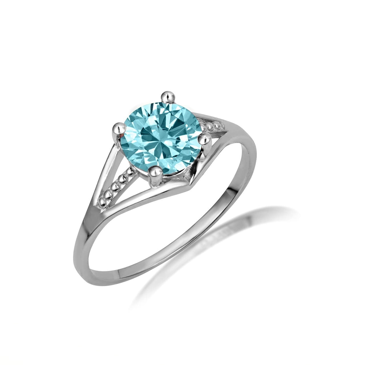 925 Sterling Silver Round Stone Beaded Cubic Zirconia Birthstone Love ...