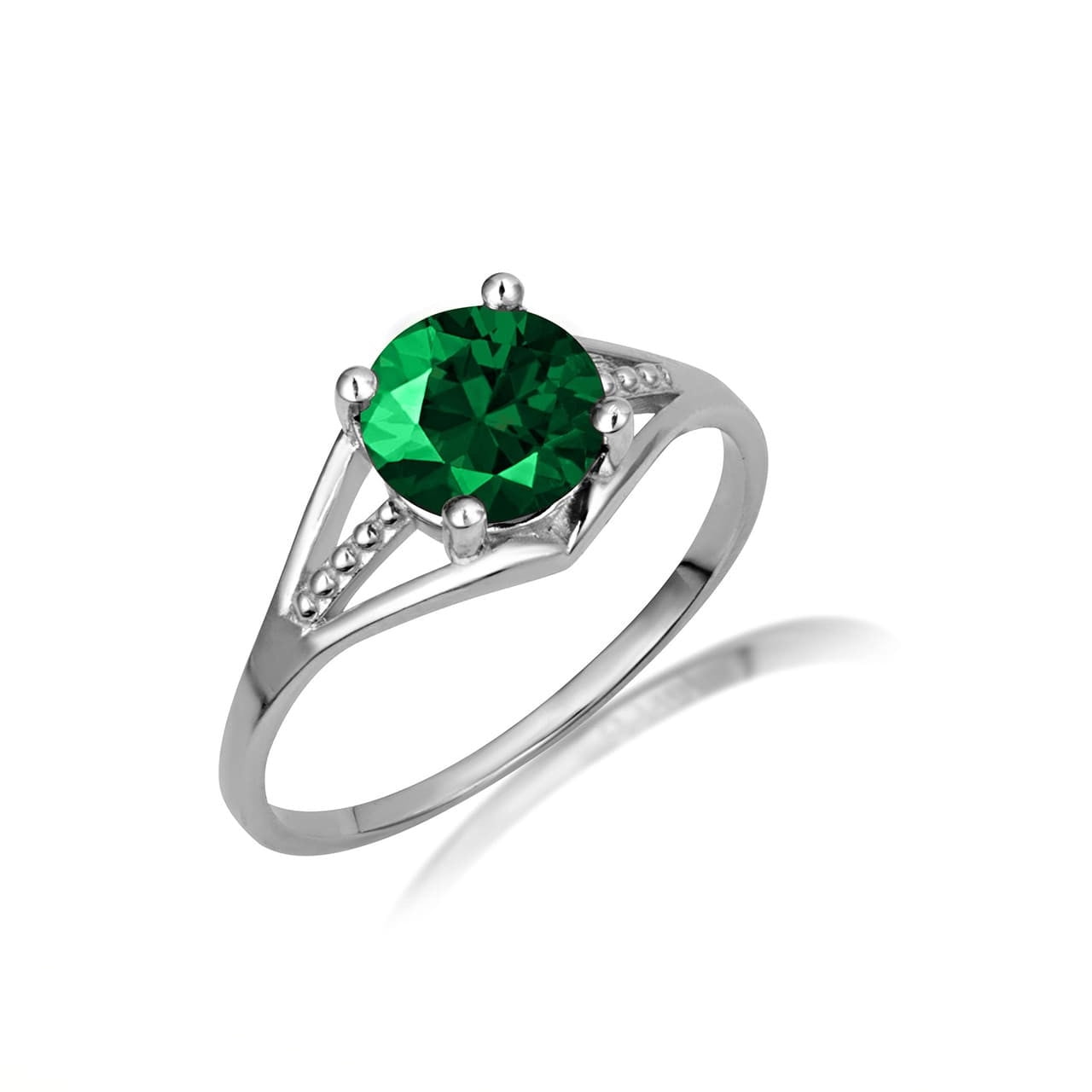 925 Sterling Silver Round Stone Beaded Cubic Zirconia Birthstone Love ...