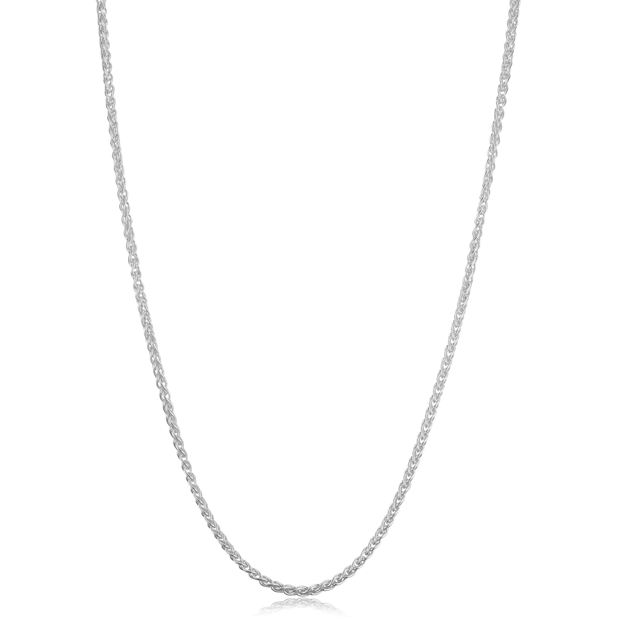 KoolJewelry 925 Sterling Silver Round Wheat Chain Necklace (2 mm, 22 ...