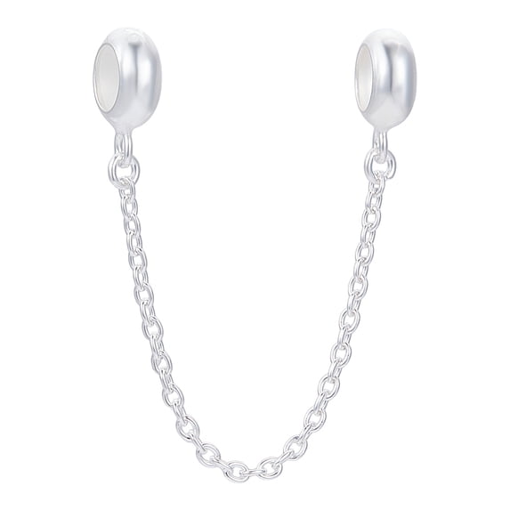 925 Sterling Silver Safety Chain Bracelets Dangle Pendant Bead Charm 2 ...