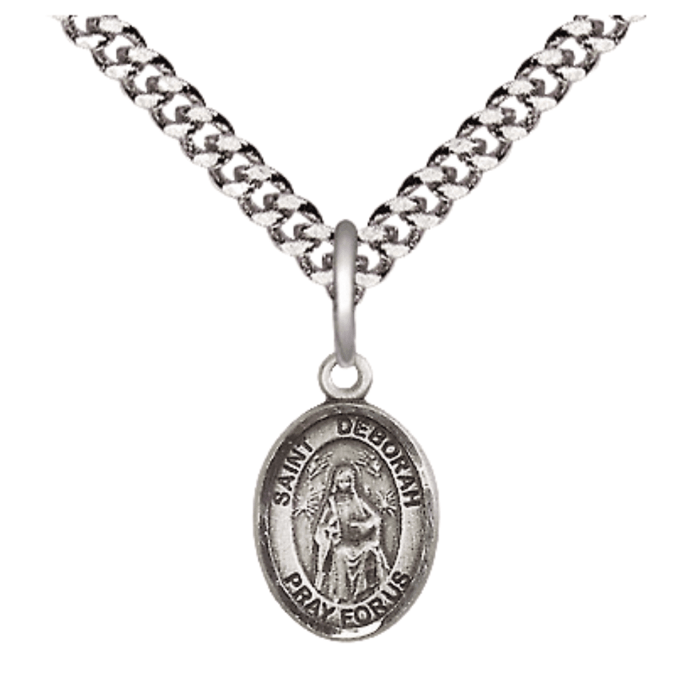 .925 Sterling Silver Saint Deborah Medal Pendant on 24 Inch Endless ...
