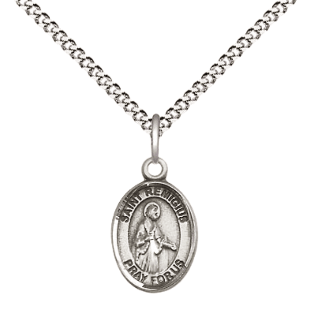 .925 Sterling Silver Saint Remigius of Reims Medal Pendant on 18 Inch ...
