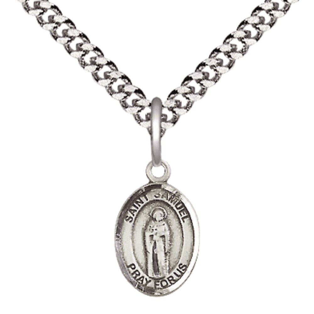 .925 Sterling Silver Saint Samuel Medal Pendant on 24 Inch Endless ...