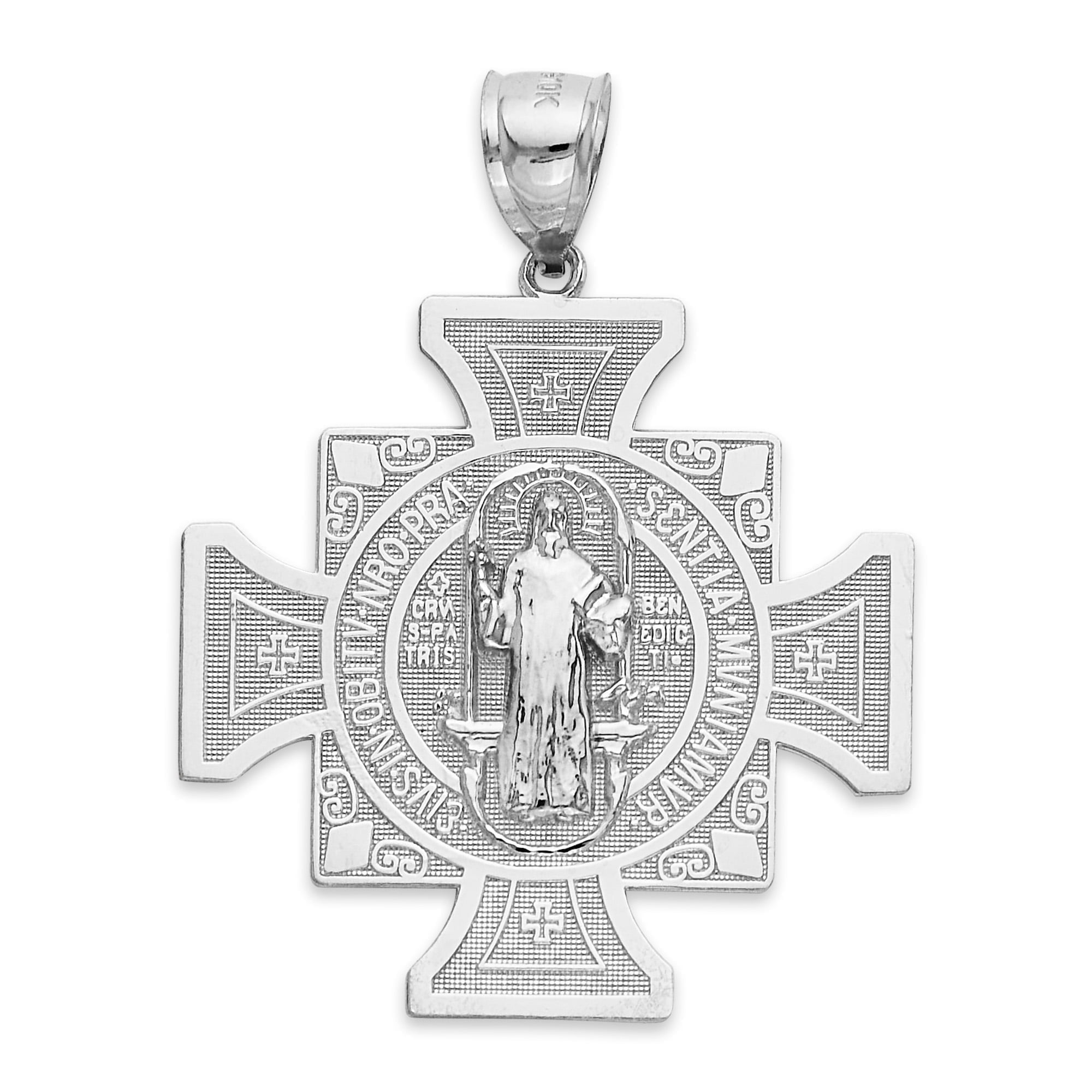 925 Sterling Silver Saint Benedict Medal, Benedictine Cross Pendant ...