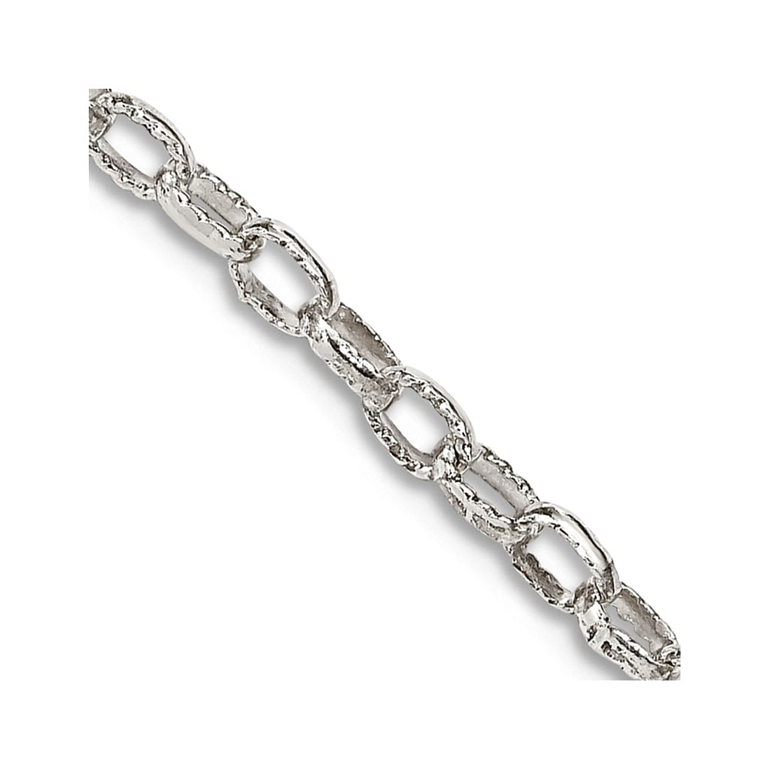 925 Sterling Silver Satin Polished Patterned 3mm Fancy Rolo Chain ...