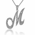 .925 Sterling Silver Script Cursive Initial "A-Z" (Pendant with 16 ...