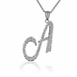 .925 Sterling Silver Script Cursive Initial "A-Z" (Pendant with 18 ...