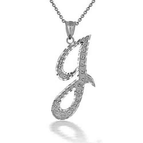 .925 Sterling Silver Script Cursive Initial "A-Z" (Pendant with 22 ...