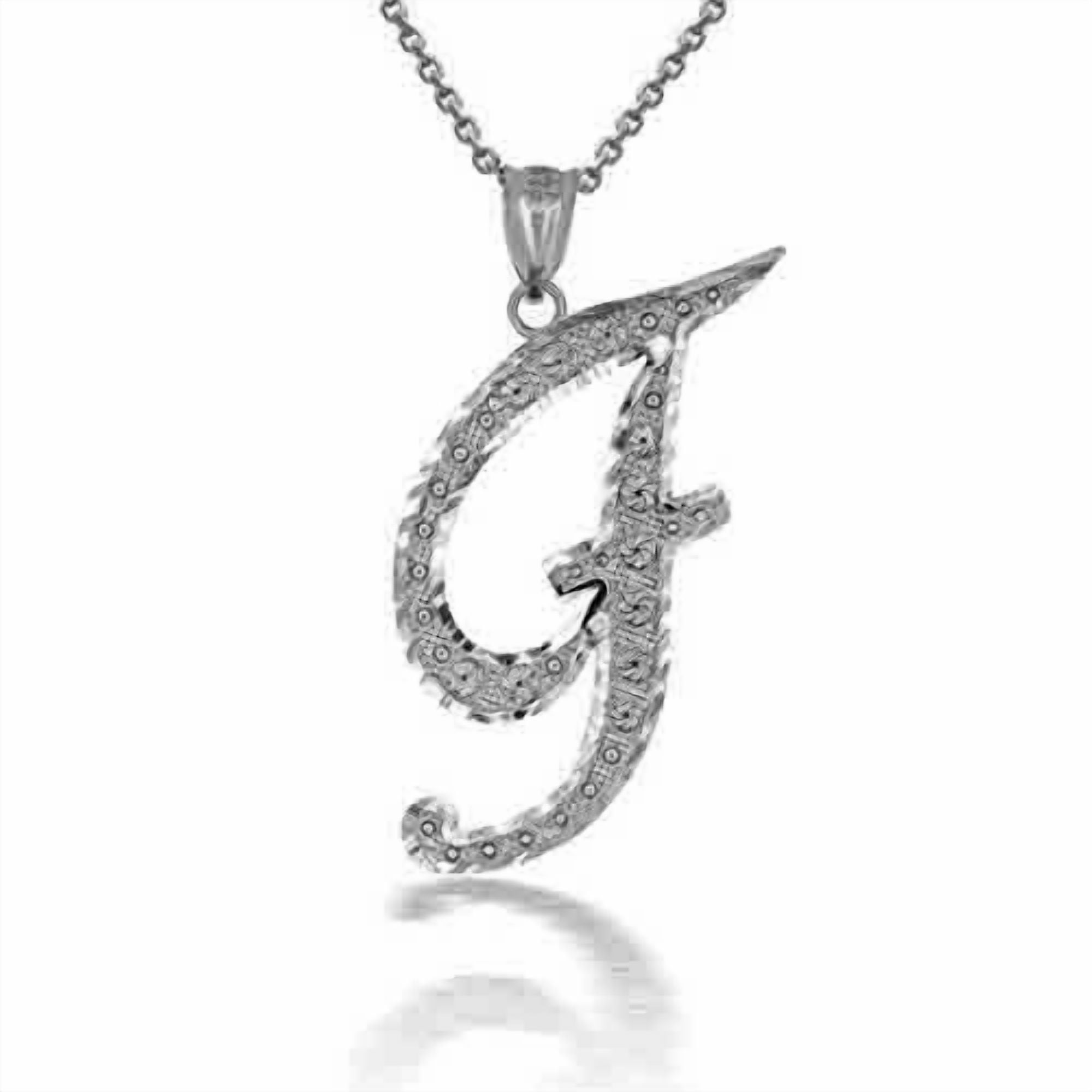 .925 Sterling Silver Script Cursive Initial "A-Z" (Pendant with 22 ...