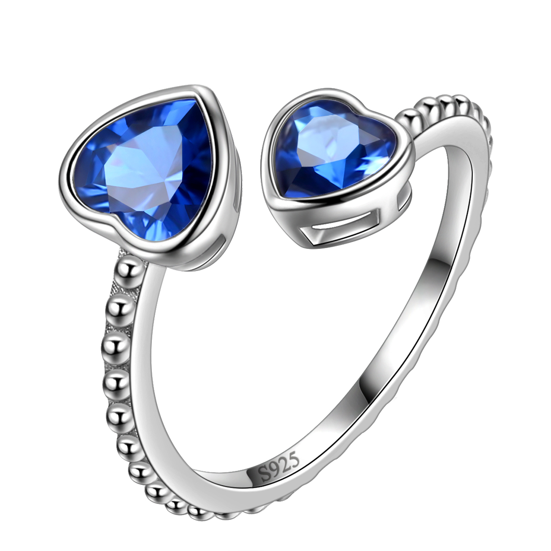 September Birthstone Ring - Sterling Silver Simulated Sapphire Glass ...