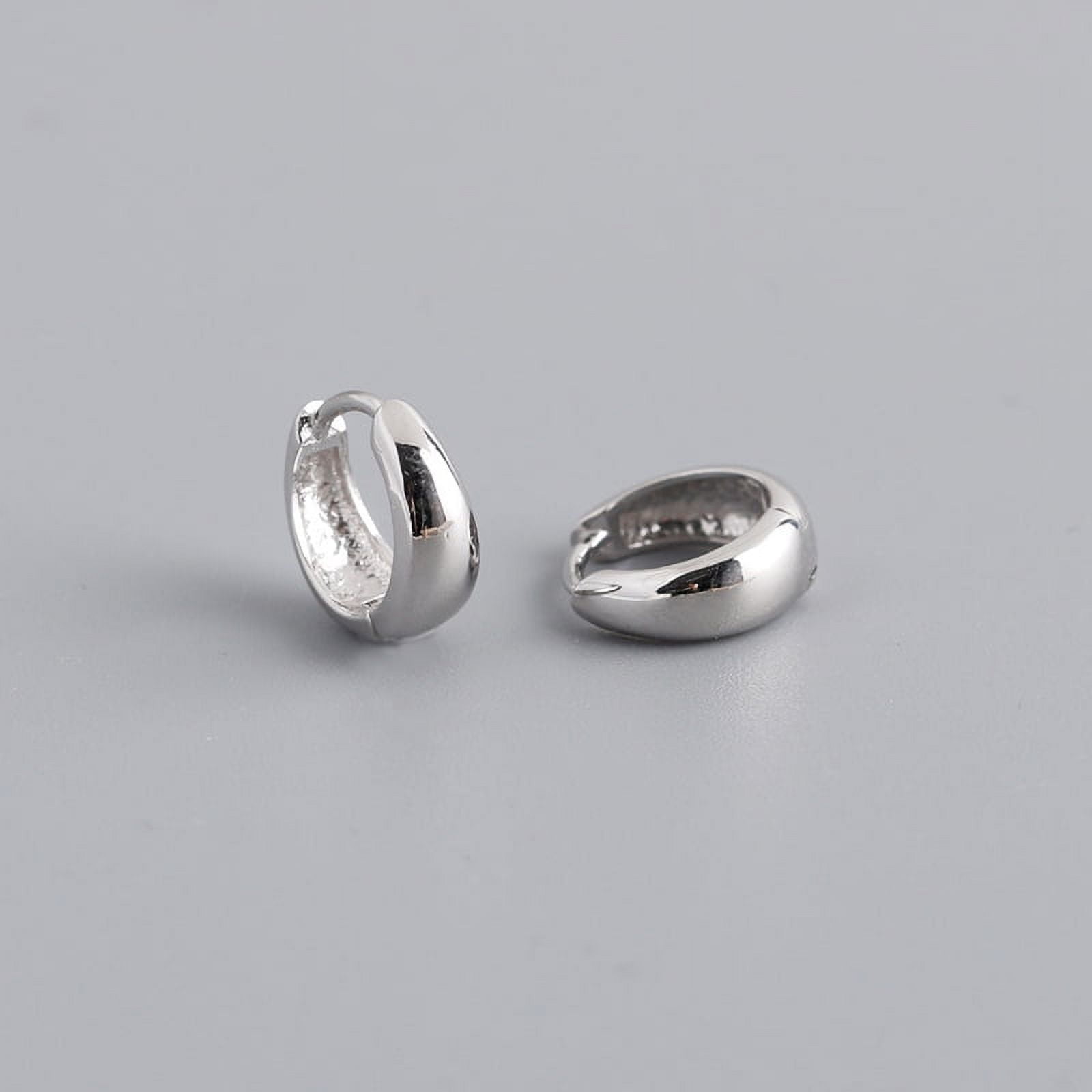 925 Sterling Silver Simple Wide Huggies Gothic Hoop Earrings for Women ...