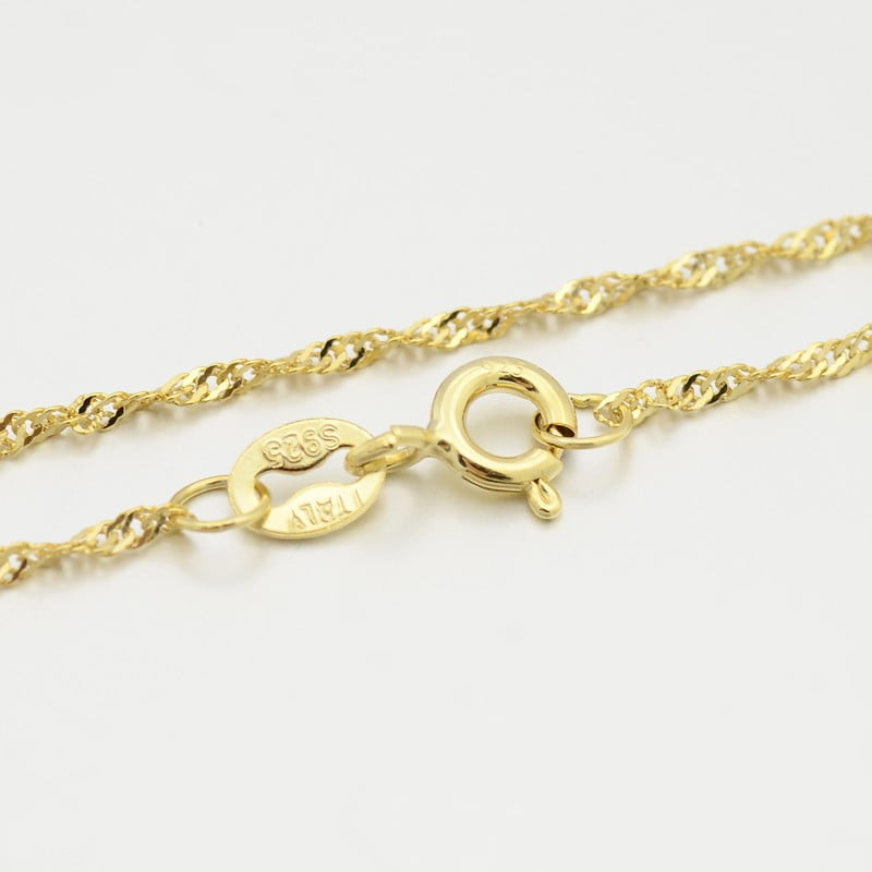 925 Sterling Silver Singapore Chain Necklaces Water Wave Chain ...