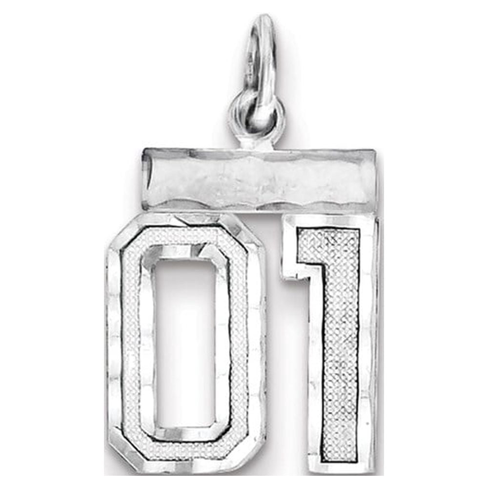 925 Sterling Silver Small Diamond Cut #01 Charm Pendant Fine Jewelry ...