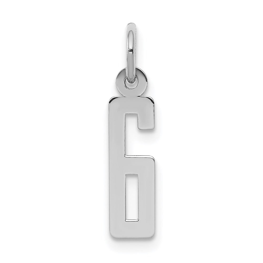 925 Sterling Silver Small Elongated Number 6 Charm Pendant Fine Jewelry ...