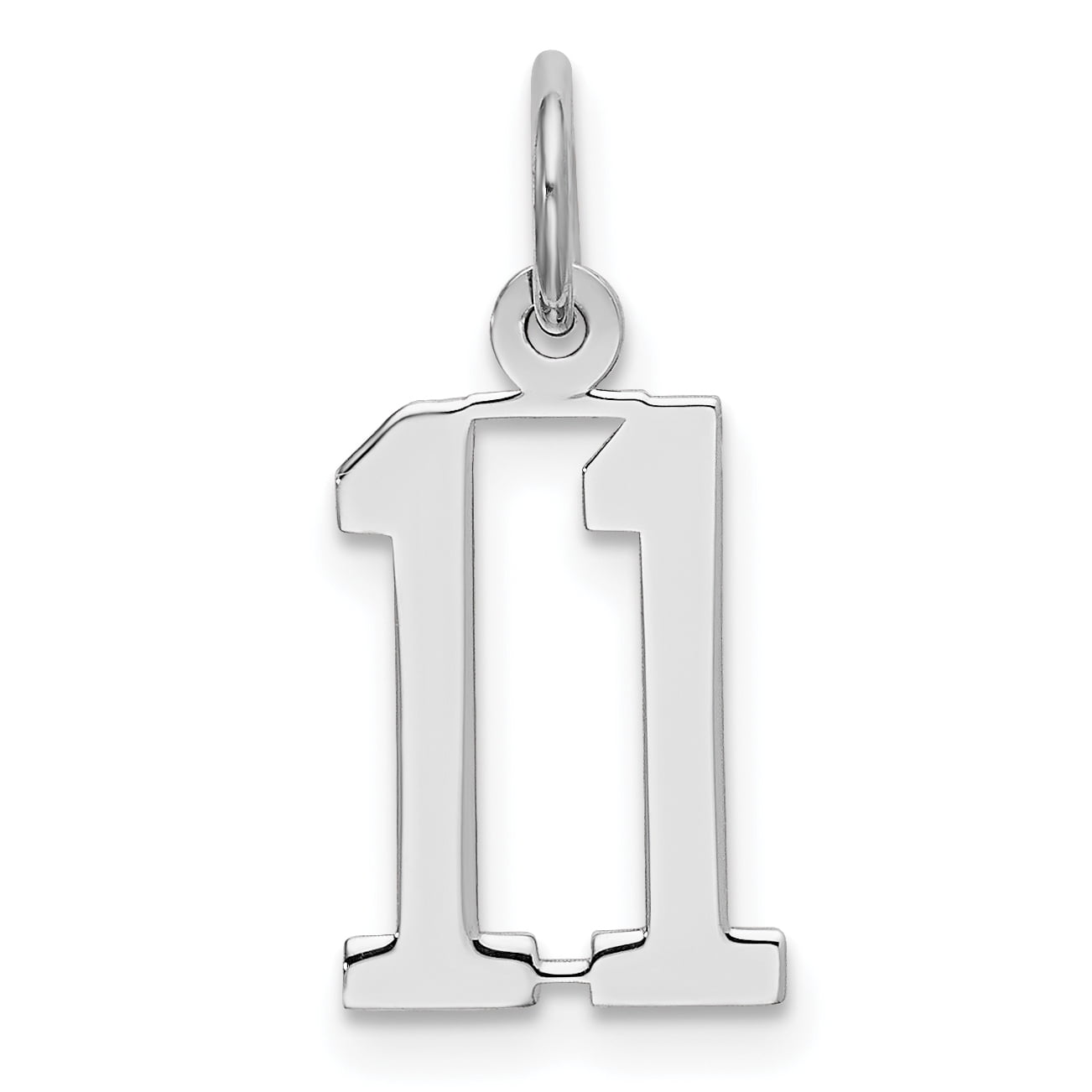 925 Sterling Silver Small Elongated Pol Number 11 Charm Pendant Fine ...