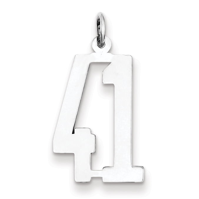 925 Sterling Silver Small Elongated Pol Number 41 Charm Pendant Fine ...