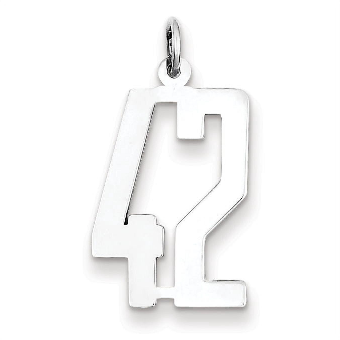 925 Sterling Silver Small Elongated Pol Number 42 Charm Pendant Fine ...