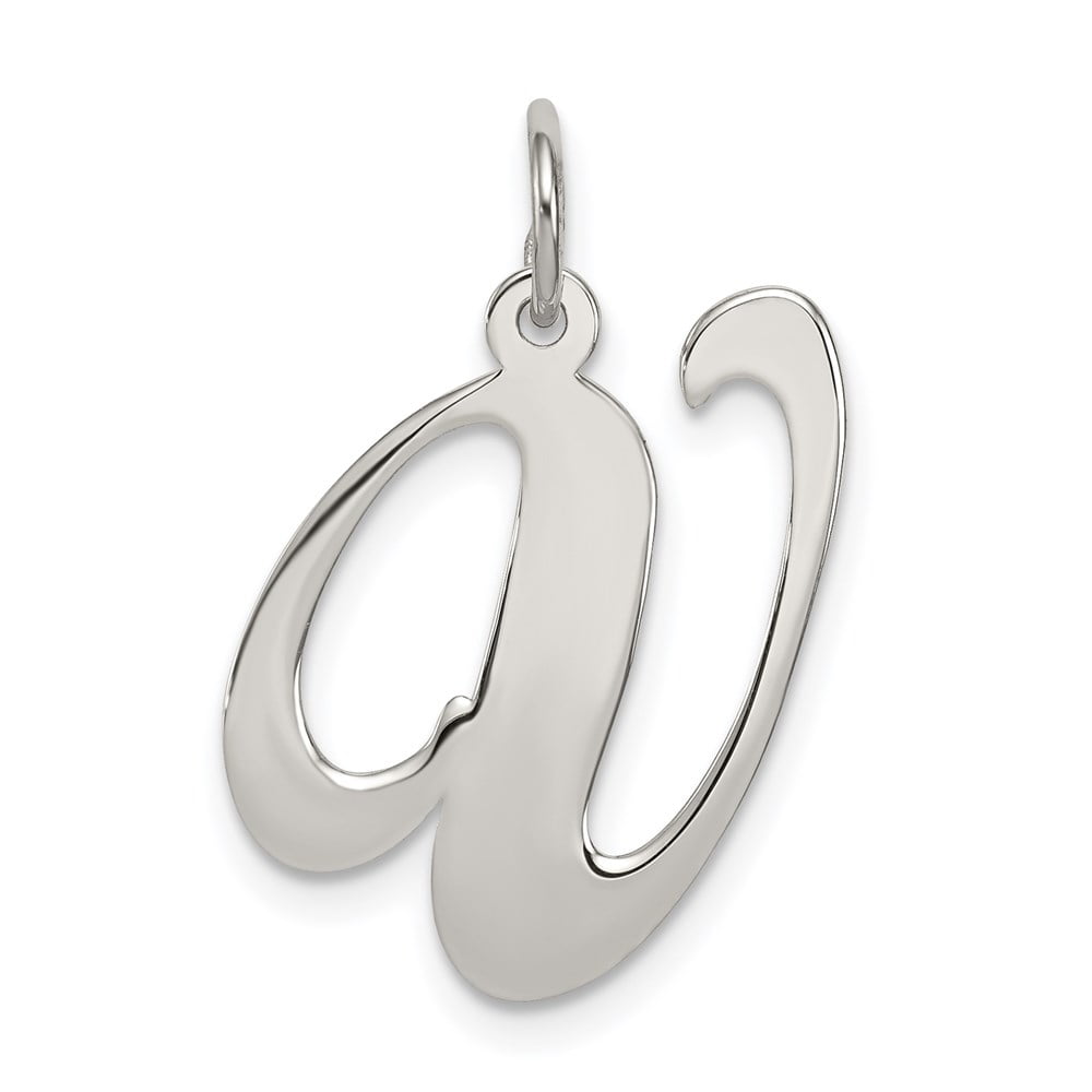 925 Sterling Silver Small Fancy Script Initial V Charm Pendant Fine ...