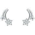 925 Sterling Silver Small Moon Star Heart Stud Earrings,Dainty ...