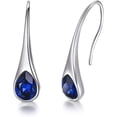 925 Sterling Silver Small Pear-Shaped Modern Style Hook Earrings with ...