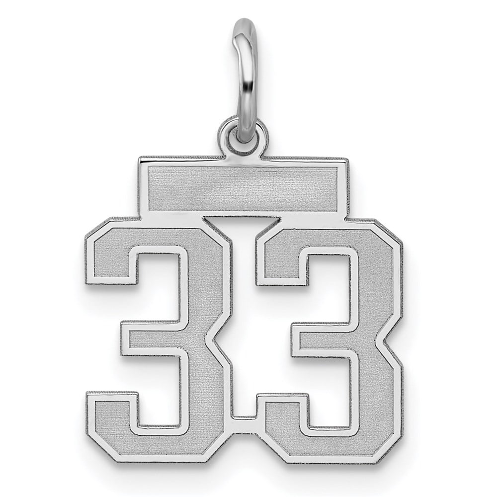 925 Sterling Silver Small Satin Number 33 Charm Pendant Fine Jewelry ...