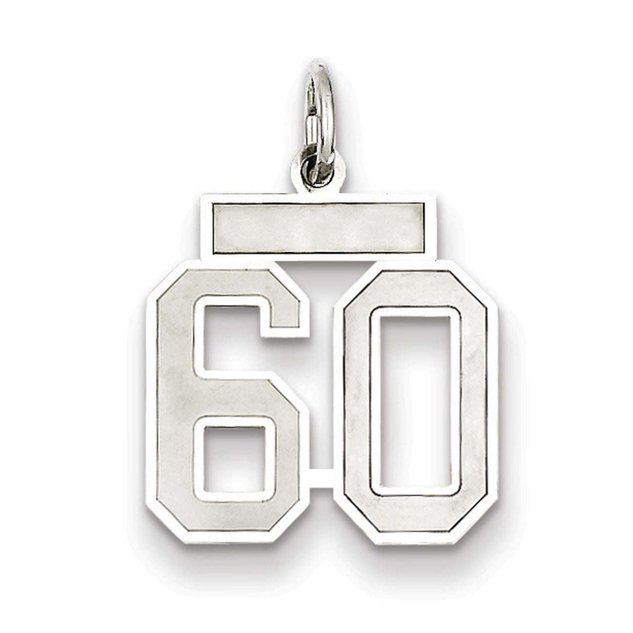 925 Sterling Silver Small Satin Number 60 Charm Pendant Fine Jewelry ...