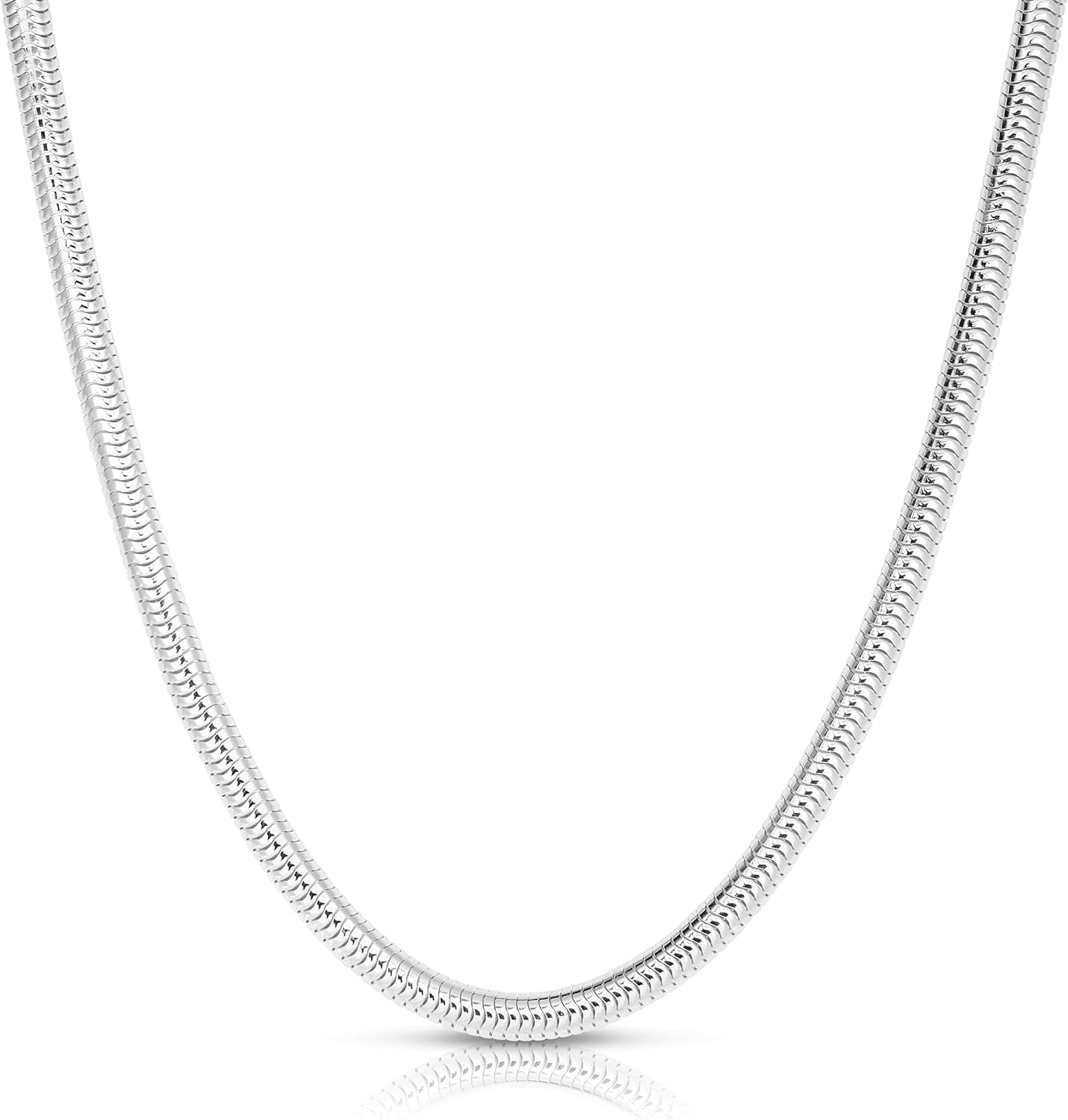 925 Sterling Silver Snake Chain Necklace - 2MM, 3MM, 4MM, 5MM Round ...