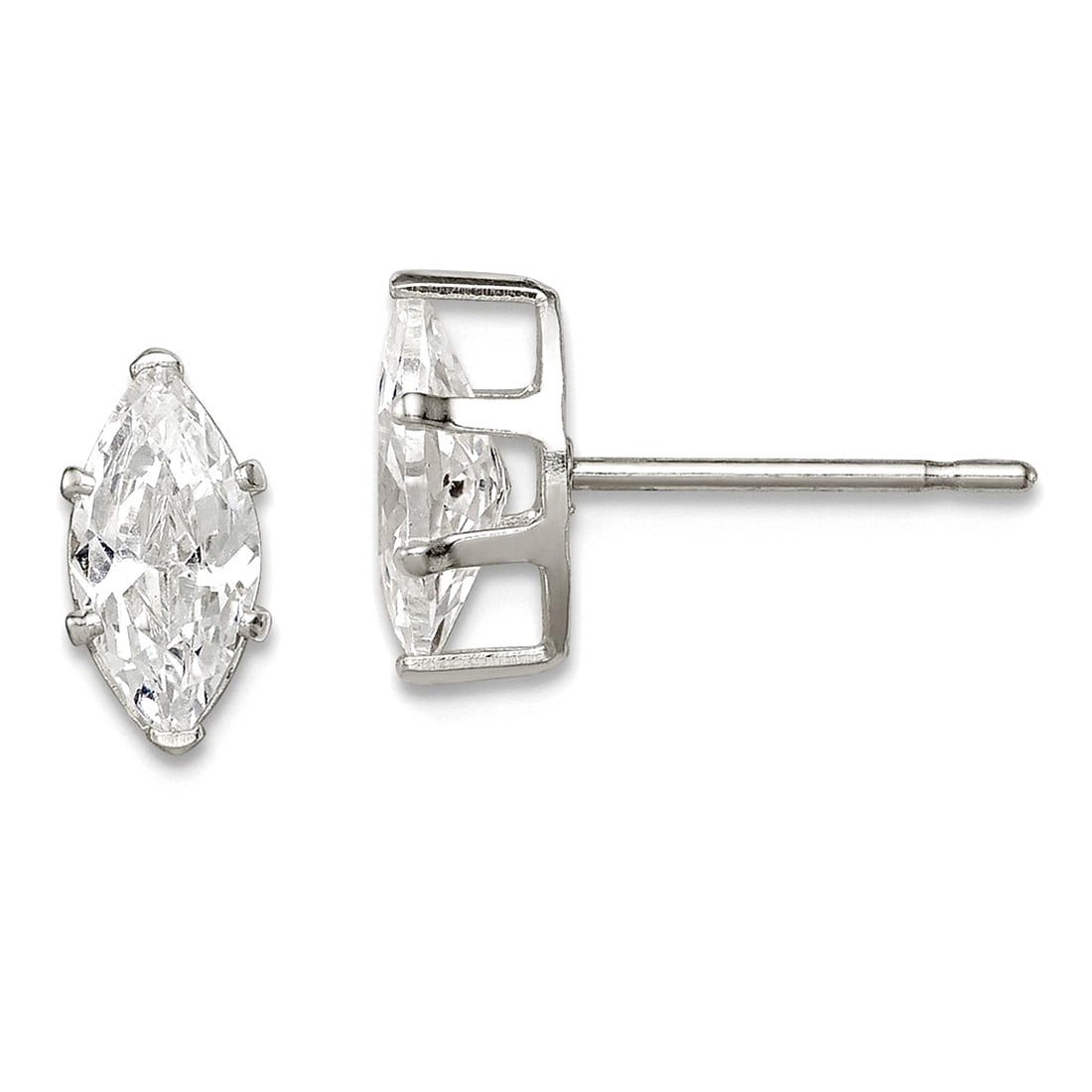 925 Sterling Silver Snap setting Post 8x4 Marquise Stud Earrings 8x4mm ...