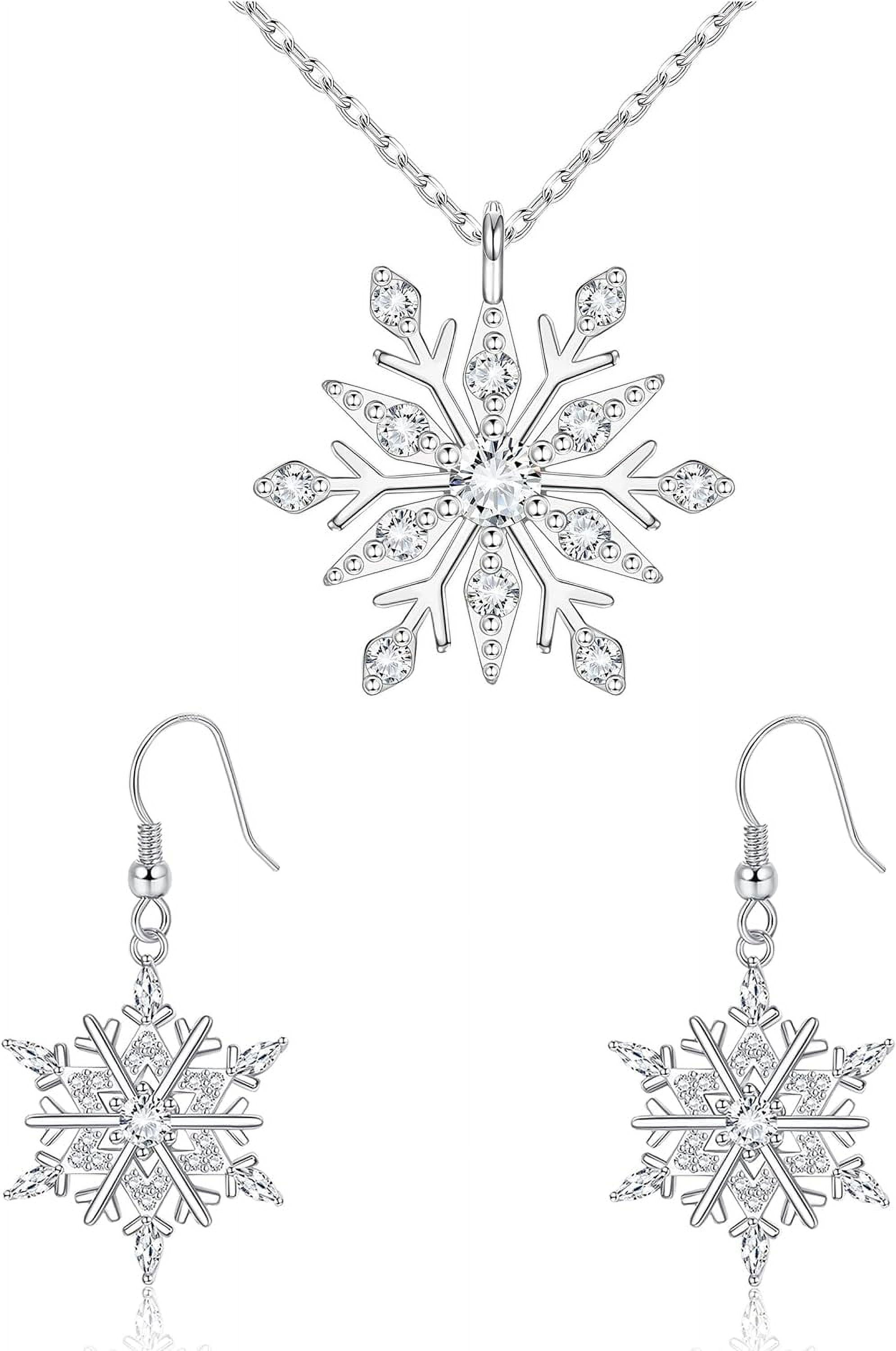 925 Sterling Silver Snowflake Drop Earrings Snowflake Pendant ...