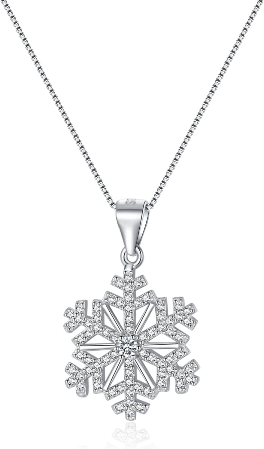 925 Sterling Silver Snowflake Pendant Necklace for Women Teens ...