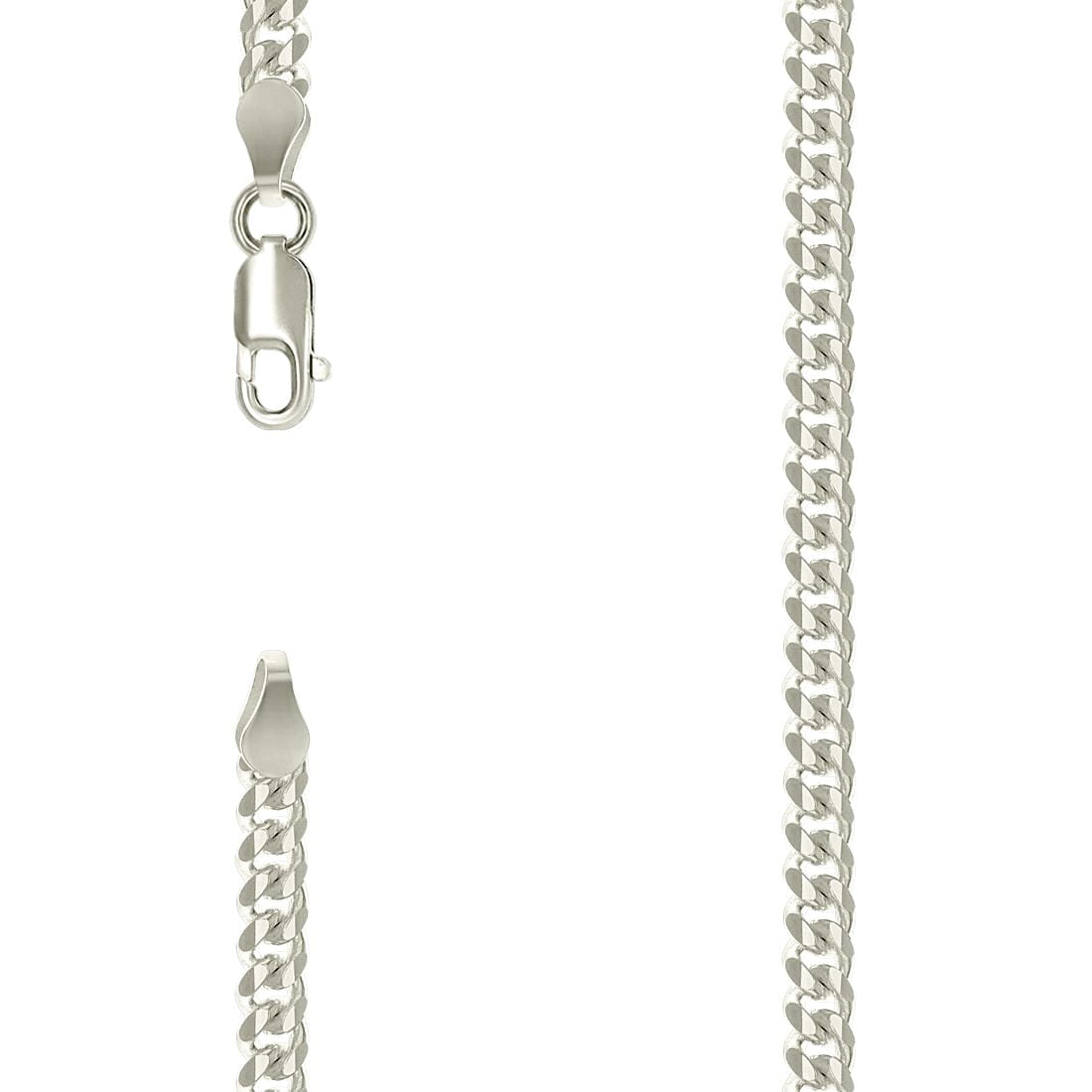 925 Sterling Silver Solid Comfort Curb Chain Silver 4mm Necklace 24 ...