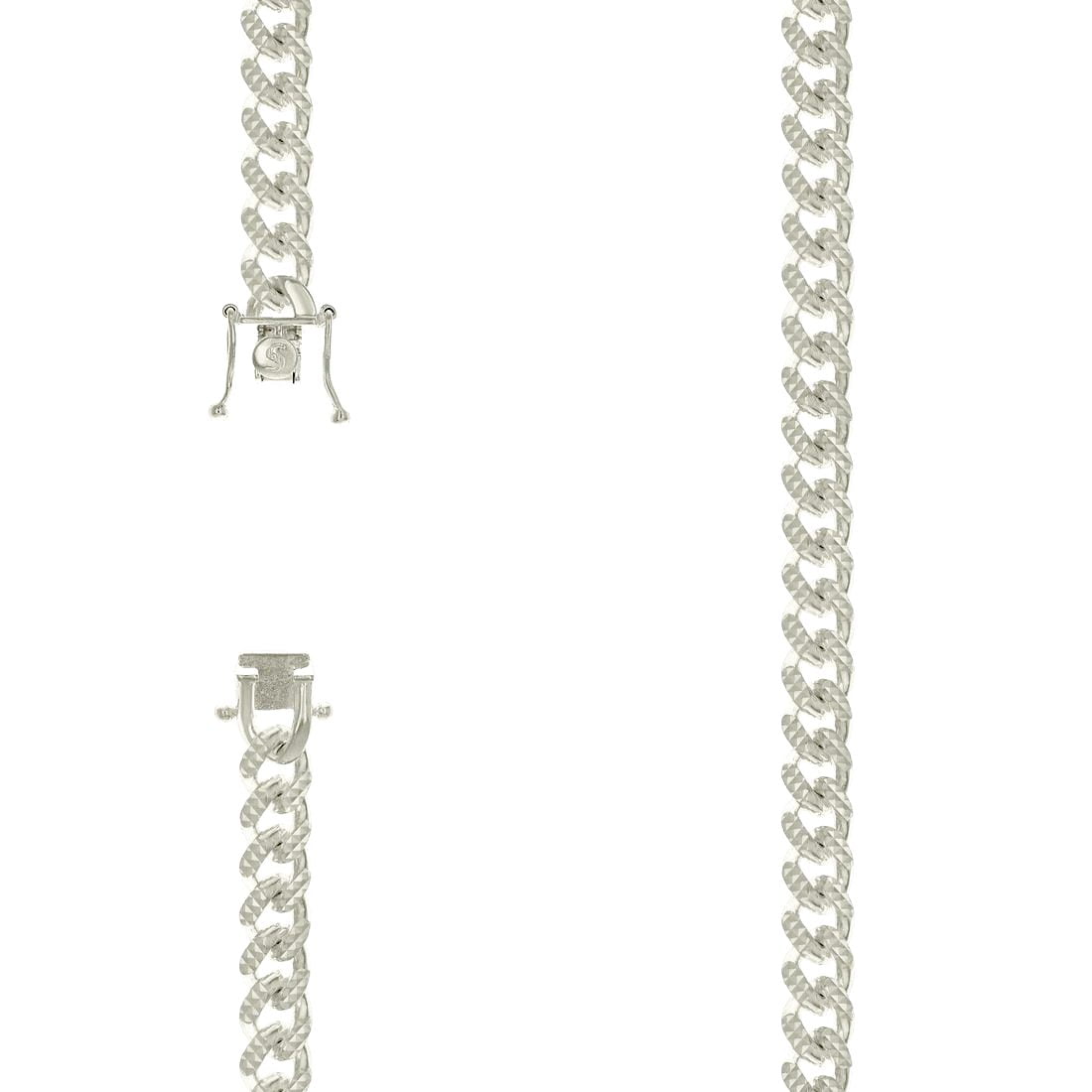 925 Sterling Silver Solid Comfort Curb Pyramid Chain-Silver 8.4mm ...