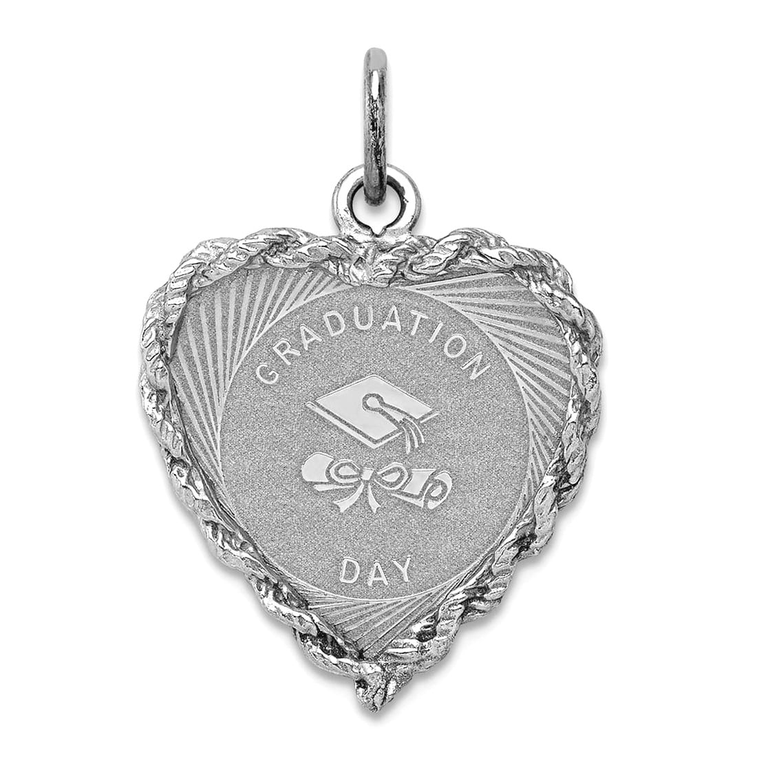 925 Sterling Silver Solid Graduation Cap and Diploma Disc Charm 24x17mm ...