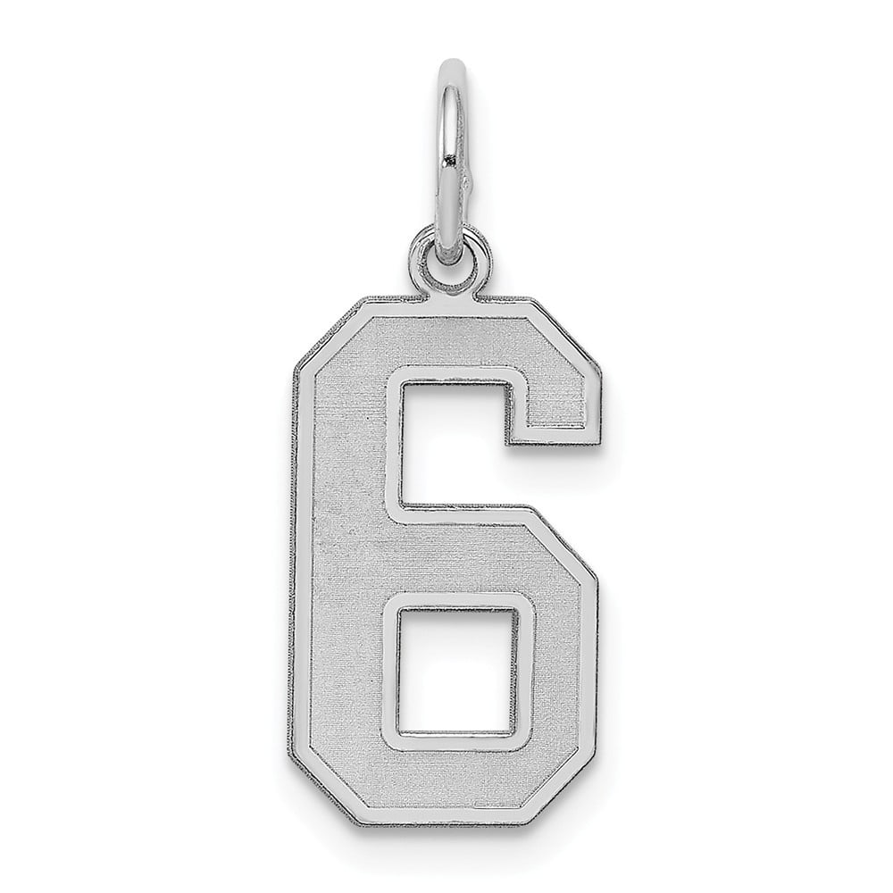 925 Sterling Silver Solid Medium Satin Sport game Number 6 Charm ...