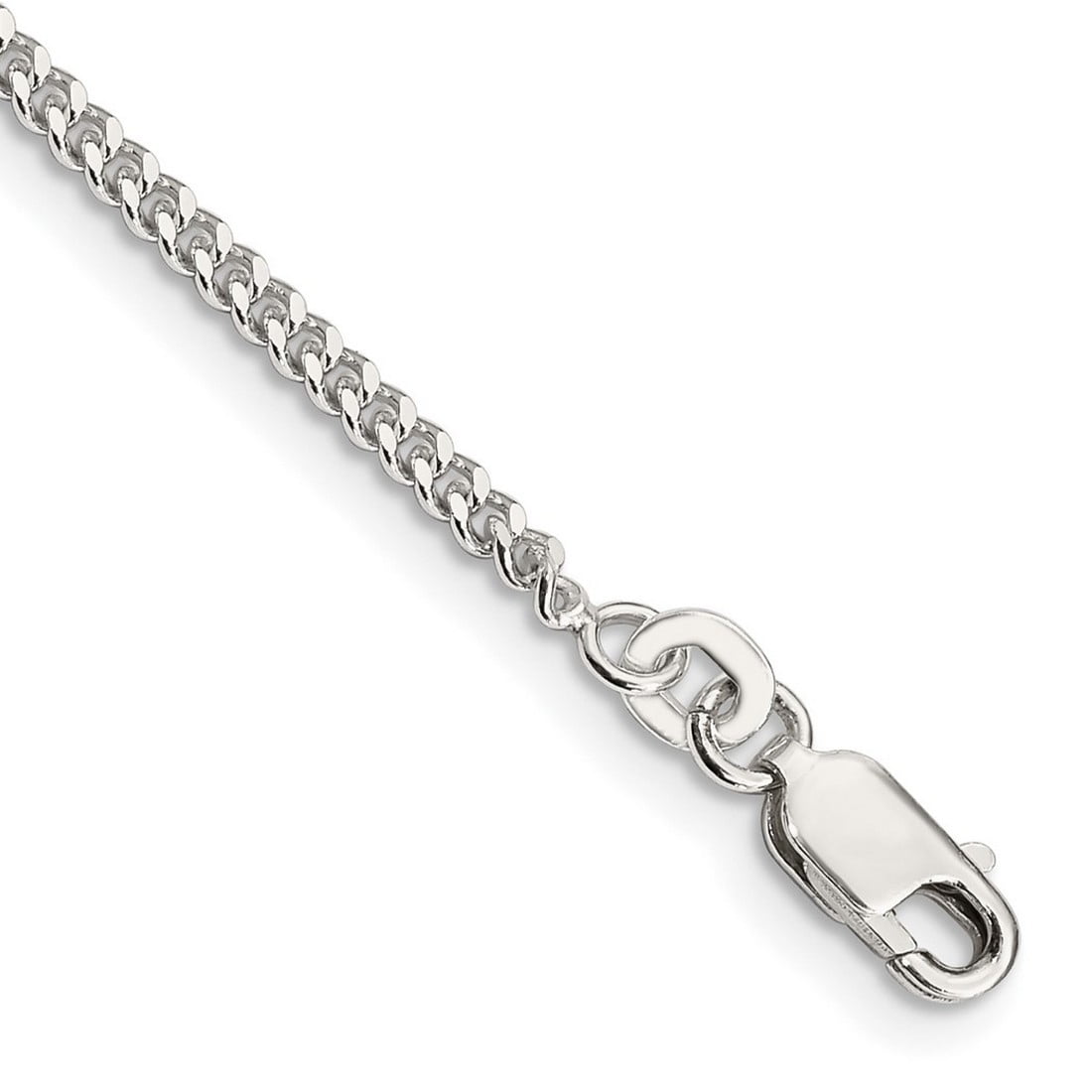 925 Sterling Silver Solid Polished 2mm Curb Chain Bracelet 7 Inch Lobster Claw Identification ...