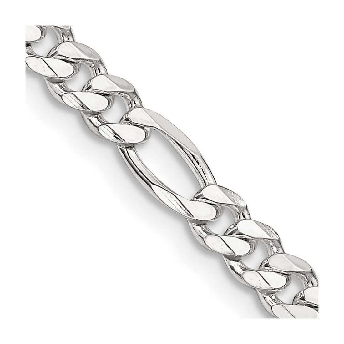 925 Sterling Silver Solid Polished 4.25mm Figaro Chain Necklace 22 Inch ...