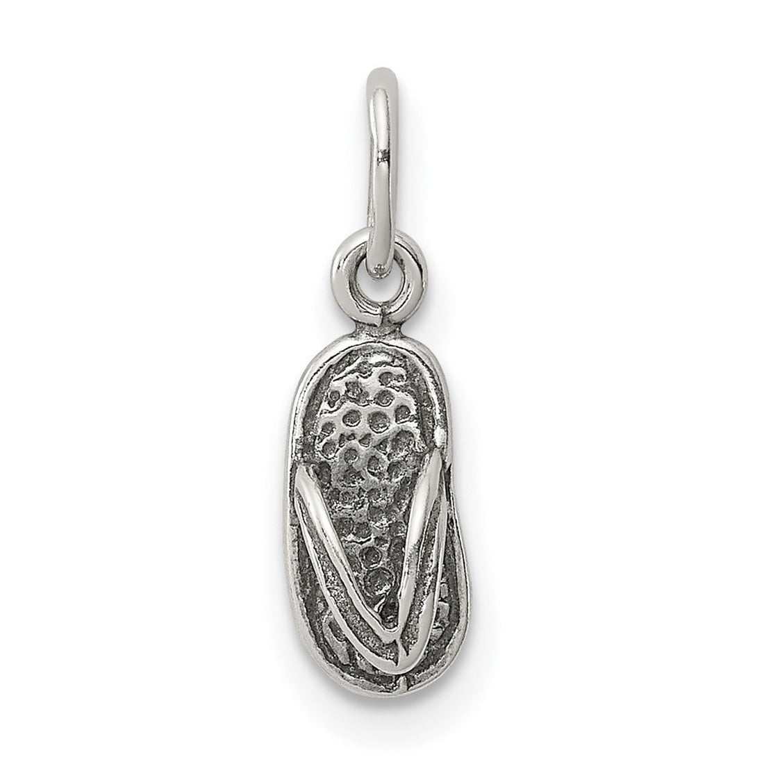 925 Sterling Silver Solid Polished Artisan Oxidized Flip Flop Charm ...