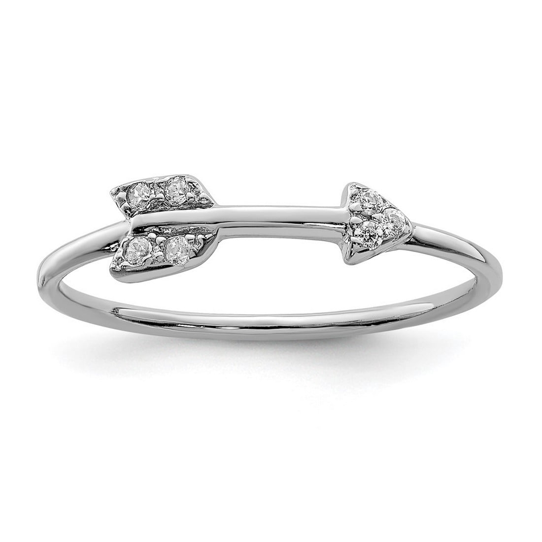 925 Sterling Silver Solid Polished CZ Simulated Diamond Arrow Ring Size ...