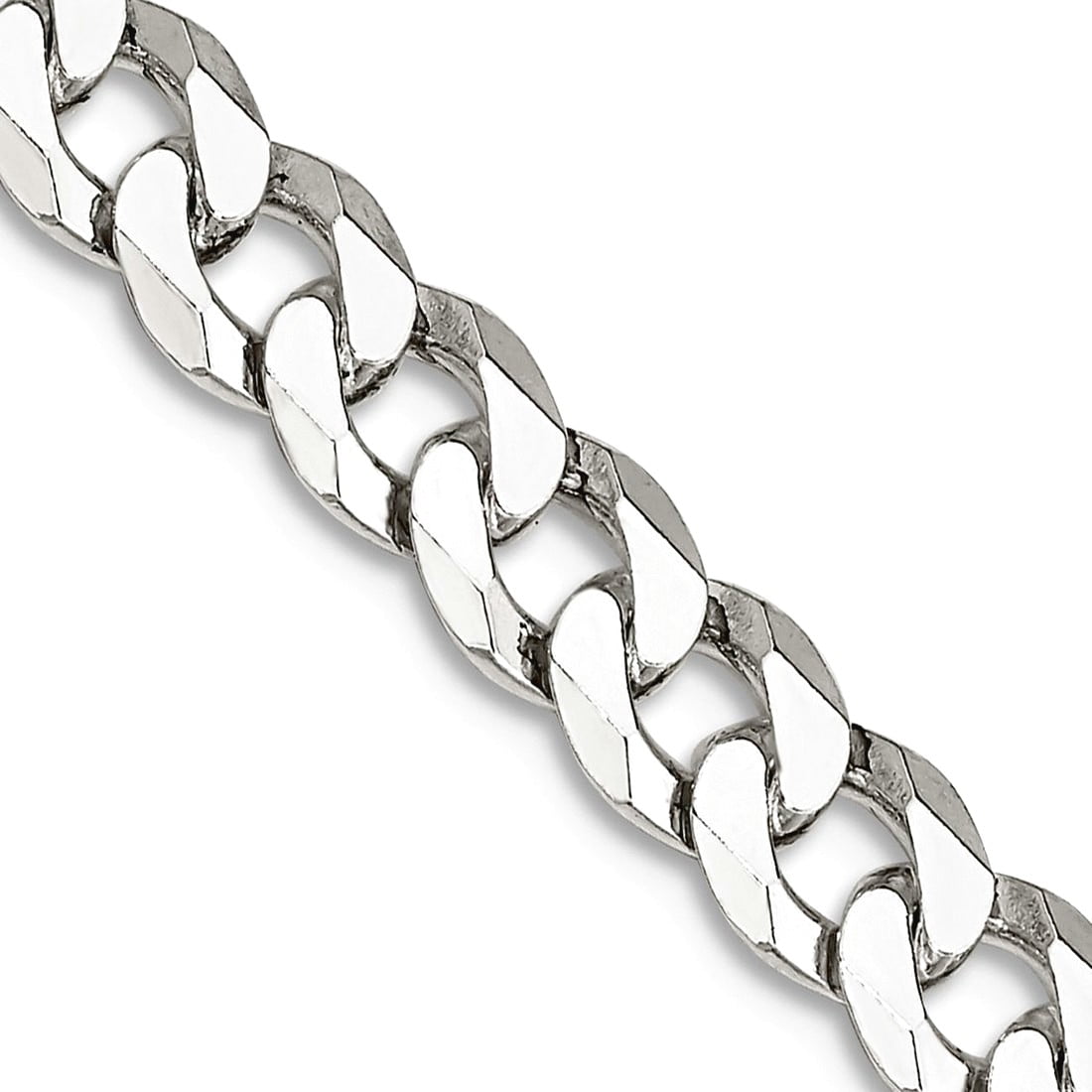 925 Sterling Silver Solid Polished Flat Close Curb Chain Necklace 20 ...