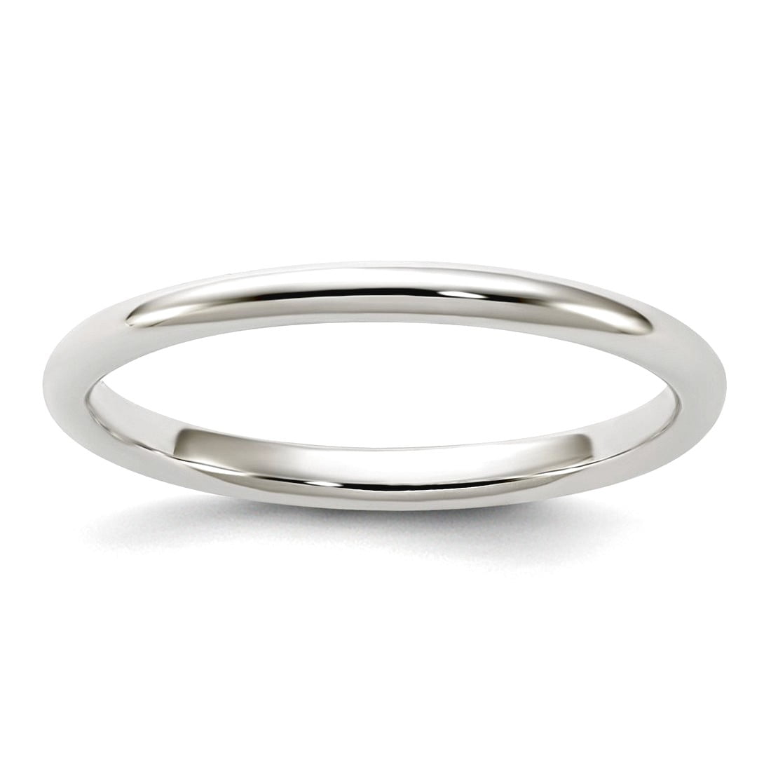925 Sterling Silver Solid Polished Half Round 2mm Half-Round Band Size ...