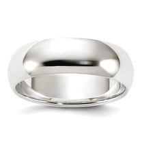 925 Sterling Silver Solid Polished Half Round 4mm Half-Round Band Size ...