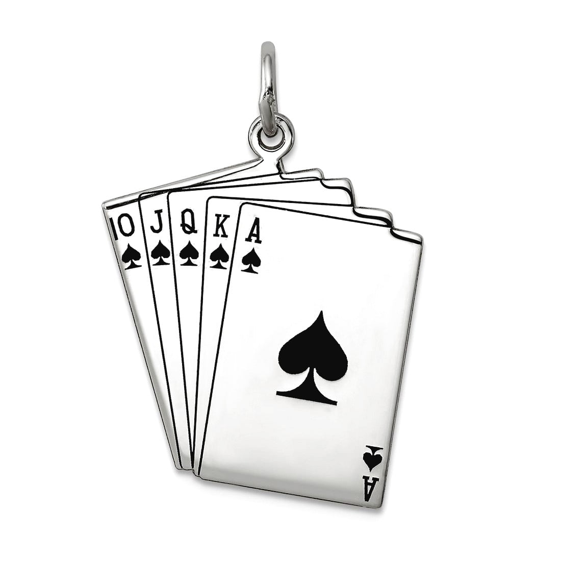 925 Sterling Silver Solid Polished Satin Back Playing Cards Charm ...