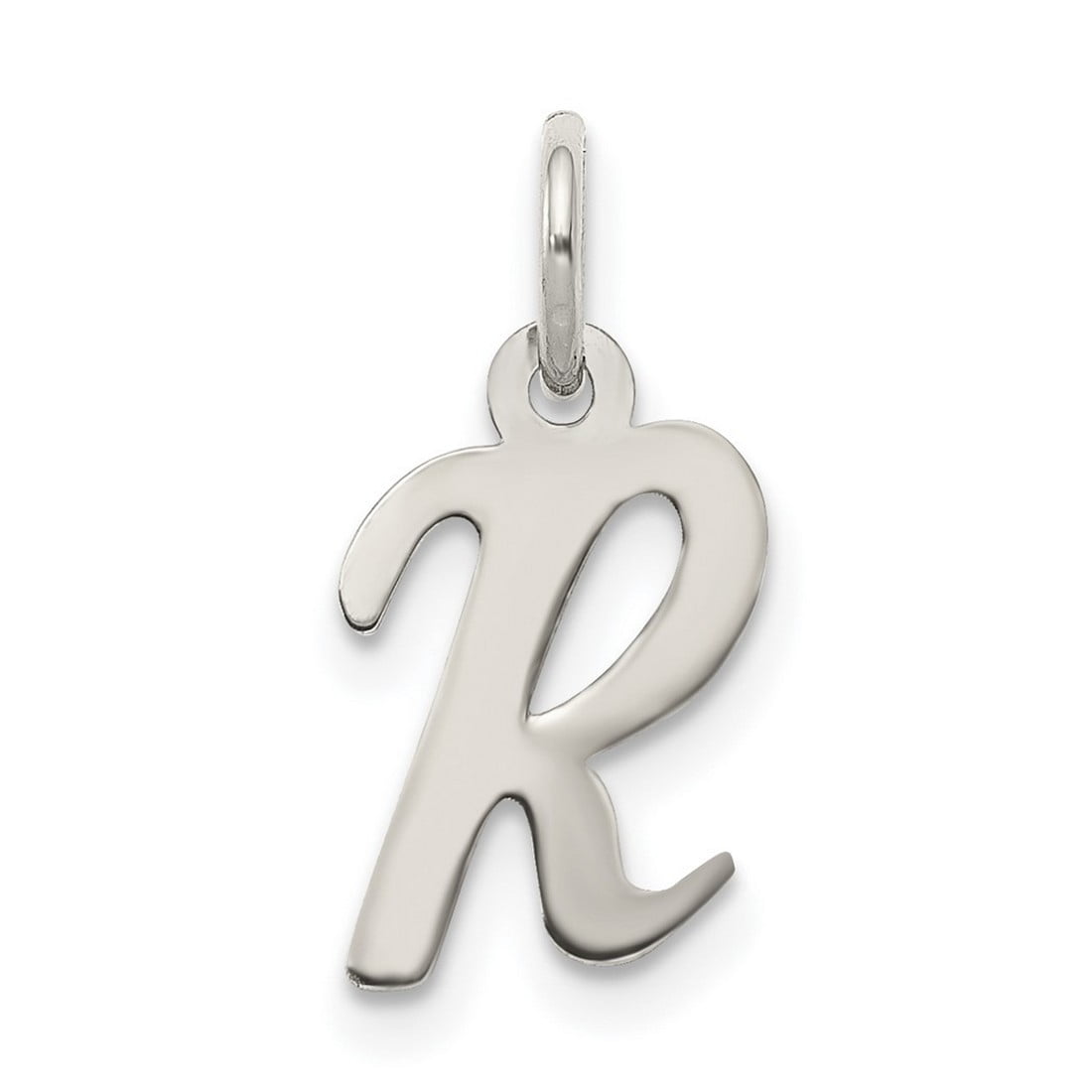 925 Sterling Silver Solid Polished Small Script Intial R Charm 16x8mm ...